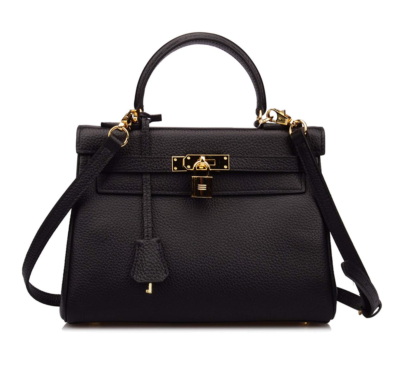 Ava Leather Padlock Handbag - Gold Hardware 25 cm – HandbagCrave UK