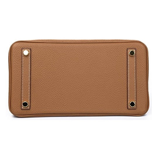 Erin Leather Padlock Handbag - Gold Hardware 30 cm - HandbagCrave UK