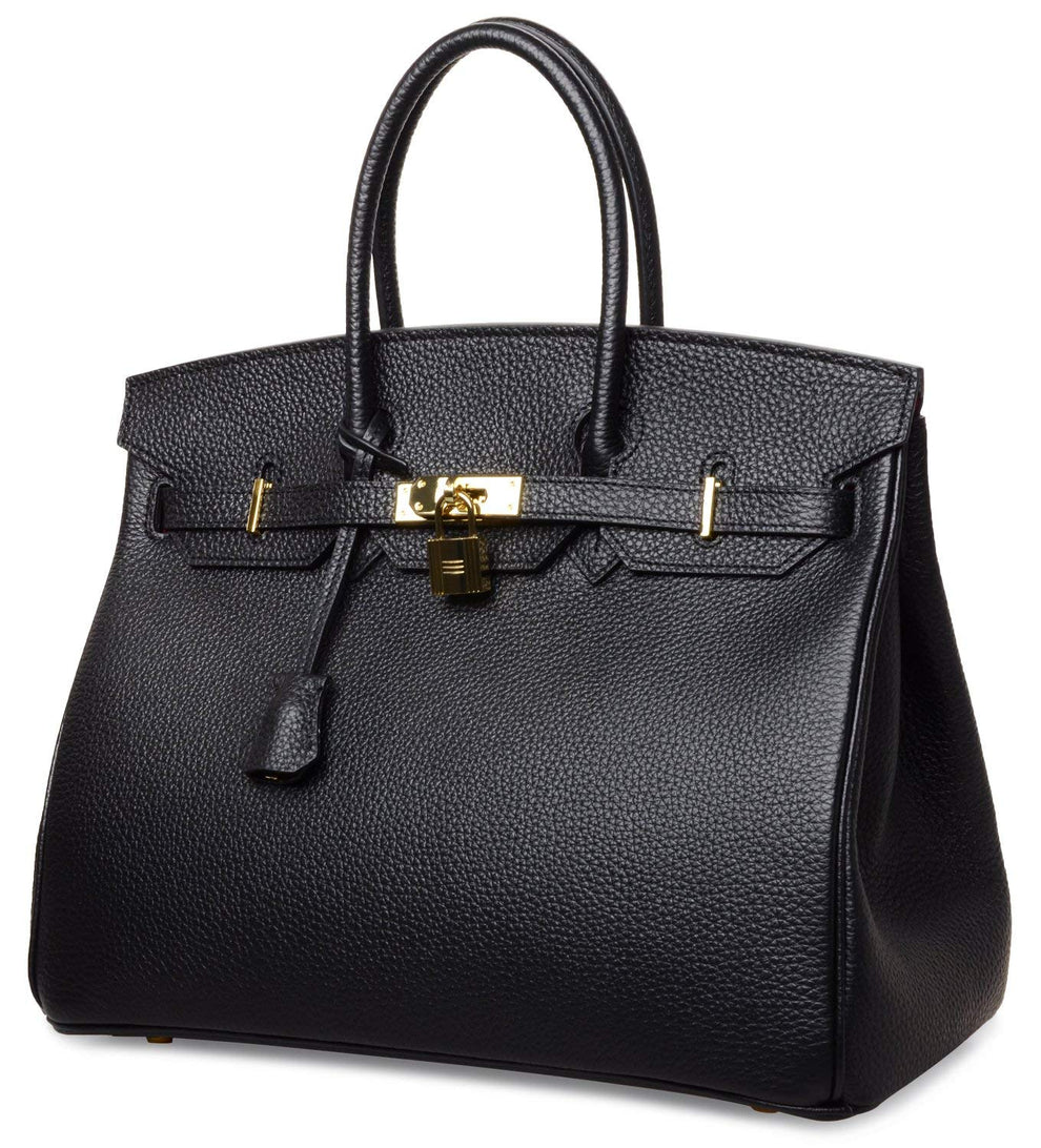 Erin Leather Padlock Handbag - Pink Interior - 25 cm – HandbagCrave UK