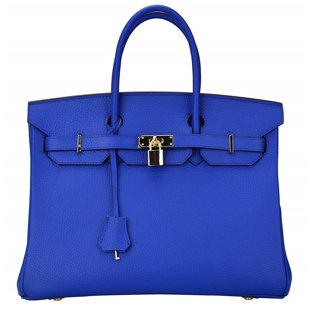 Erin Leather Padlock Handbag - Gold Hardware 30 cm - HandbagCrave UK